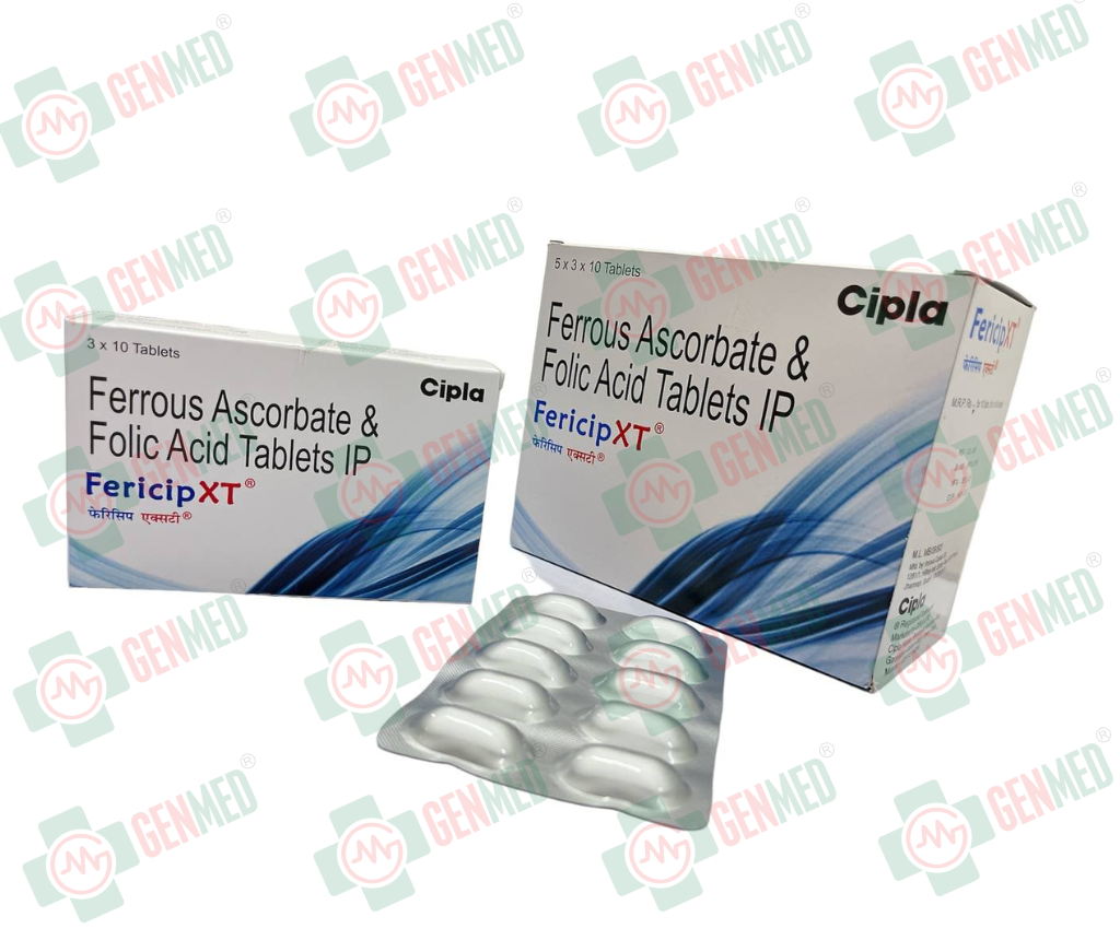 GenMed | Fericip XT Tablet | Iron, Folic Acid & Vitamin B12 Supplement ...