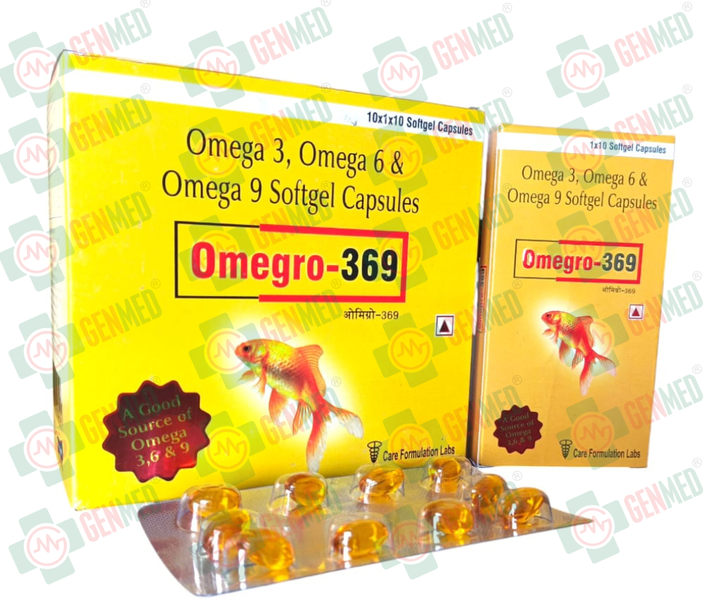 GenMed | Omegro 369 Capsule - Omega 3, 6 & 9 Fatty Acids for Heart & Brain Health | GenMed