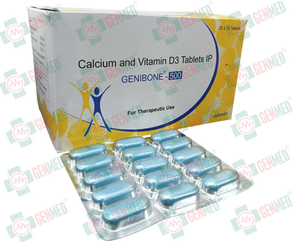 GenMed | Genibone 500 Tablets | Calcium, Vitamin D3 & Collagen ...